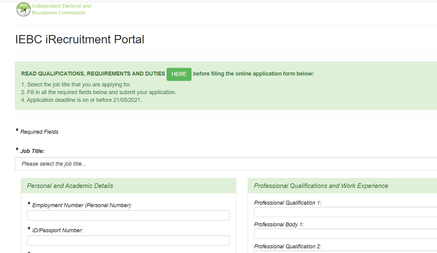 IEBC Recruitment 2026/2027 Application Form Portal