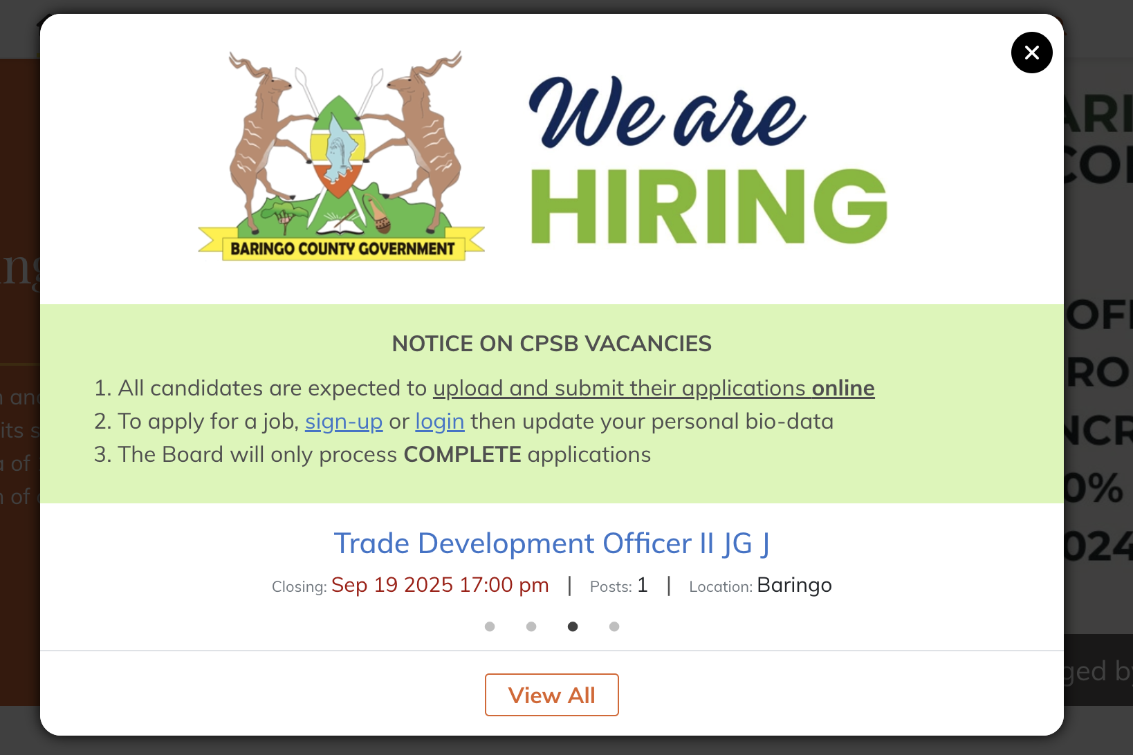 Baringo County Government Recruitment 2026/2027 Jobs Application Form
